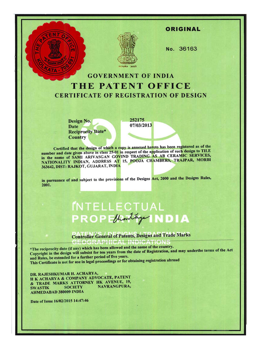 Certificates - Ab Ceramic